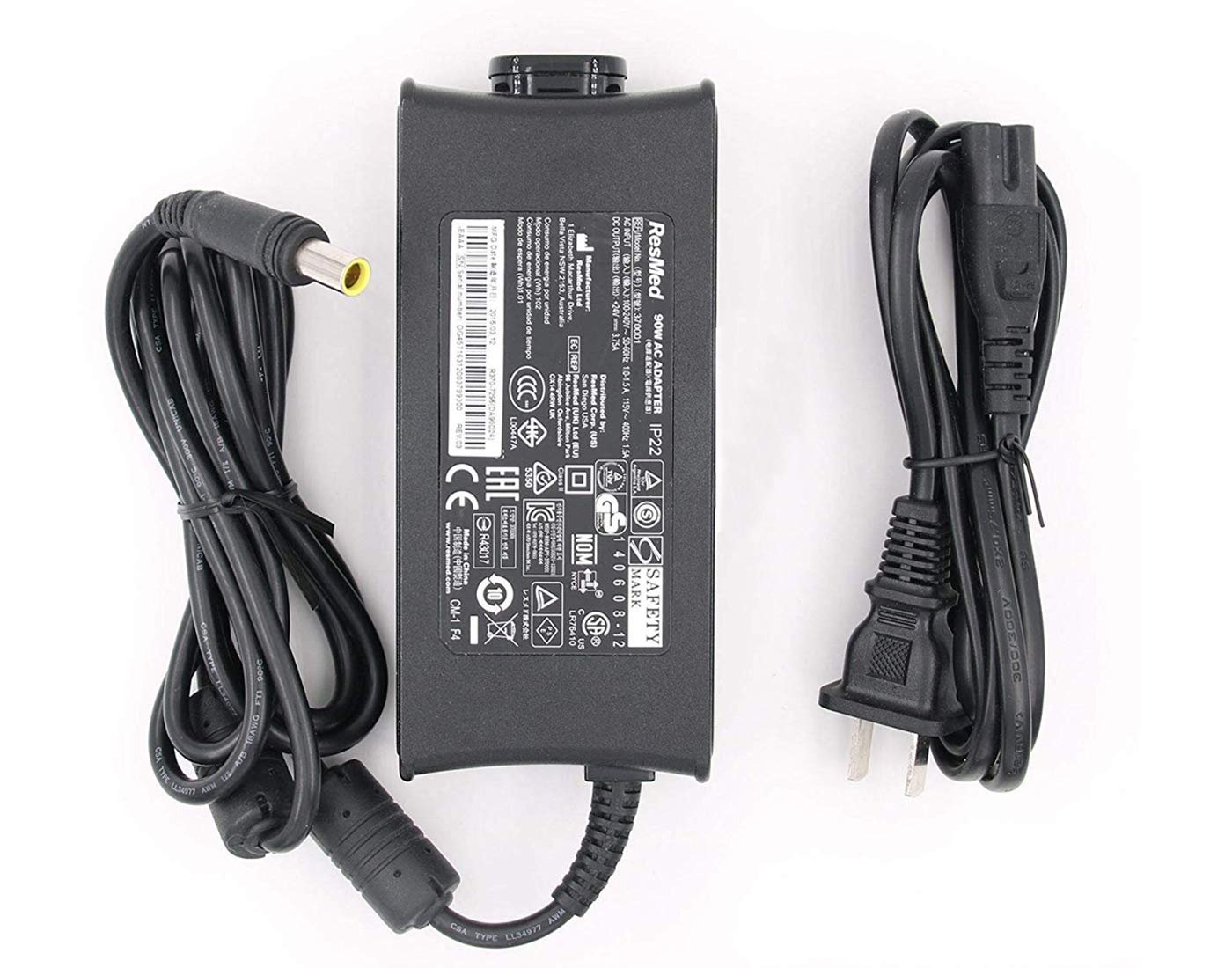 OEM 90W UL Testing Certification 24V 3.75A AC/DC Adapter Compatible with ResMed Airsense 10 Air Sense S10 AirCurve 10 Series CPAP BiPAP Machines Medistrom Pilot-24 Lite Battery Backup Power Supply