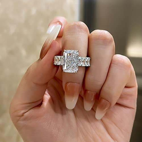 4.0 ct Radiant Cut Eternity Women's Engagement Ring, Simulated Diamond Promise Ring in 925 Sterling Silver (Size:10)