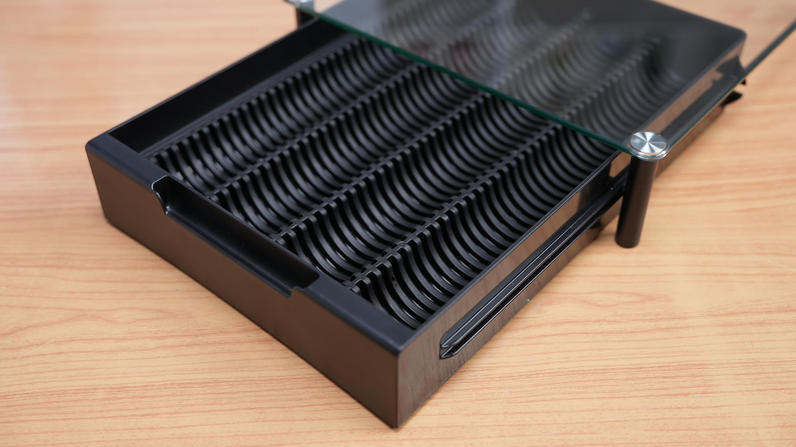 RIOCA Glass Coffee Pod Drawer Holder Organizer Compatible with Nespresso Vertuoline Capsules, Holds 40 Big Pods or 52 Pods, NP01C