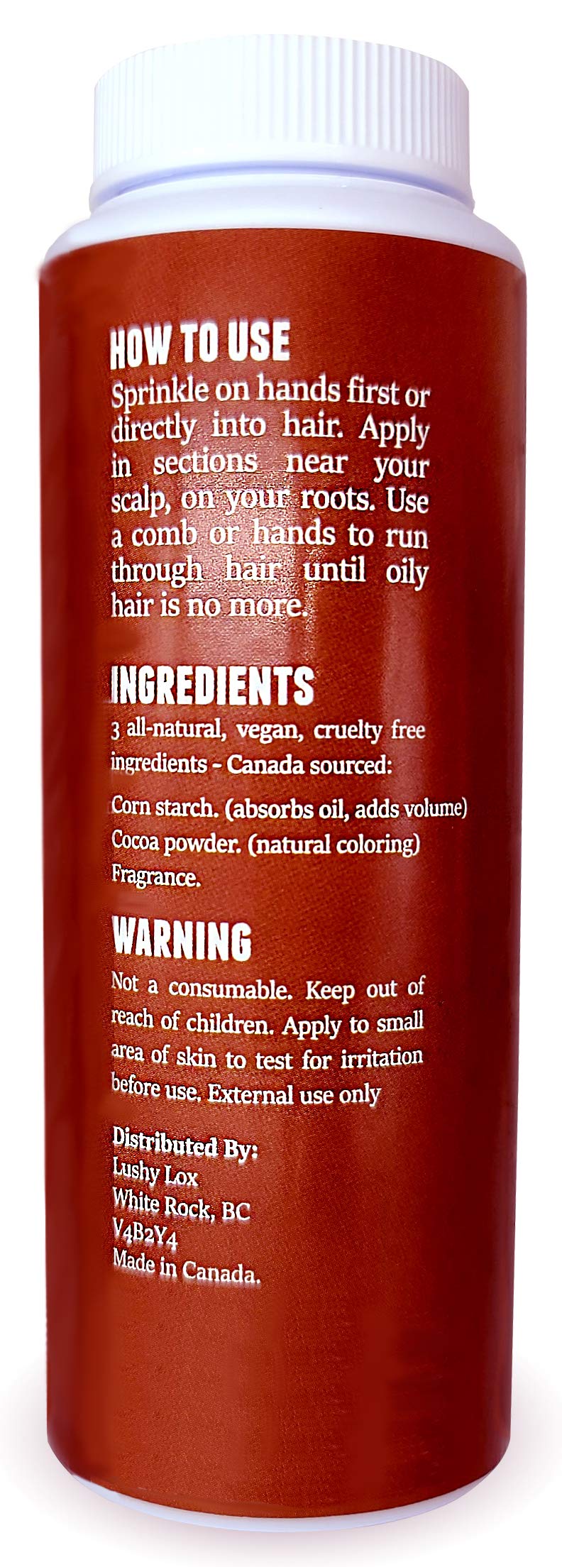Lushy Lox Dry Shampoo Powder for Red Hair Shades - All Natural Ingredients 1.7 oz