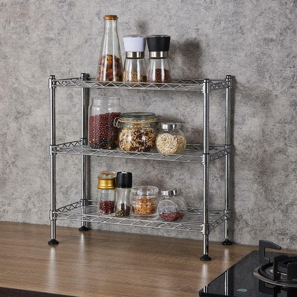 3 Tier Wire Shelving Rack Shelf Adjustable Commercial Garage Kitchen Storage