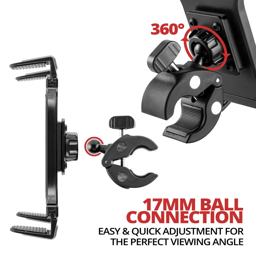 Tackform Universal Tablet Holder Compatible with Stationary Bicycle, Treadmill, Elliptical, Spin Bike, Microphone Stand, and Indoor Exercise Equipment - Compatible All Tablets Including iPad