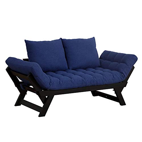 3 Position Convertible Chaise Lounge Sofa Bed - Black/Dark Blue