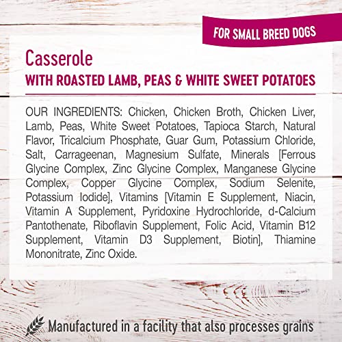 Wellness Petite Entrees Casserole Grain Free Roasted Lamb, Peas & Sweet Potatoes Wet Dog Food, 3 oz, Case of 12