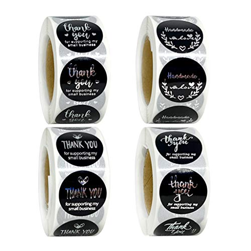LIANXUE 500pcs Thank You for Supporting My Small Business Stickers Bronzing Seal Label for Wedding Gift Baking Package Envelope Stationery Sticker
