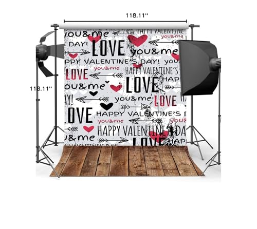 SJOLOON 10x10ft Valentines Day Backdrops for Photography Wood Floor Photography Backdrops Love for Photo Background for Party Studio Backdrop 10869