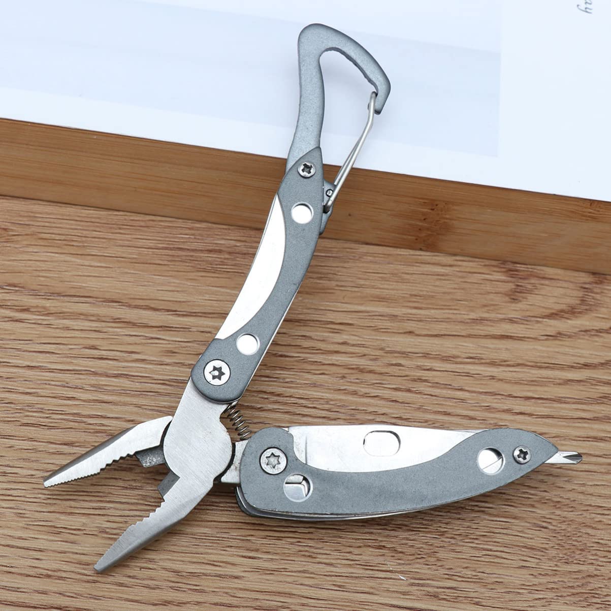 3pcs Foldable Portable Hand Fishing Pocket Outdoor Grey+ silver Multitool Screwdriver Dark Pliers