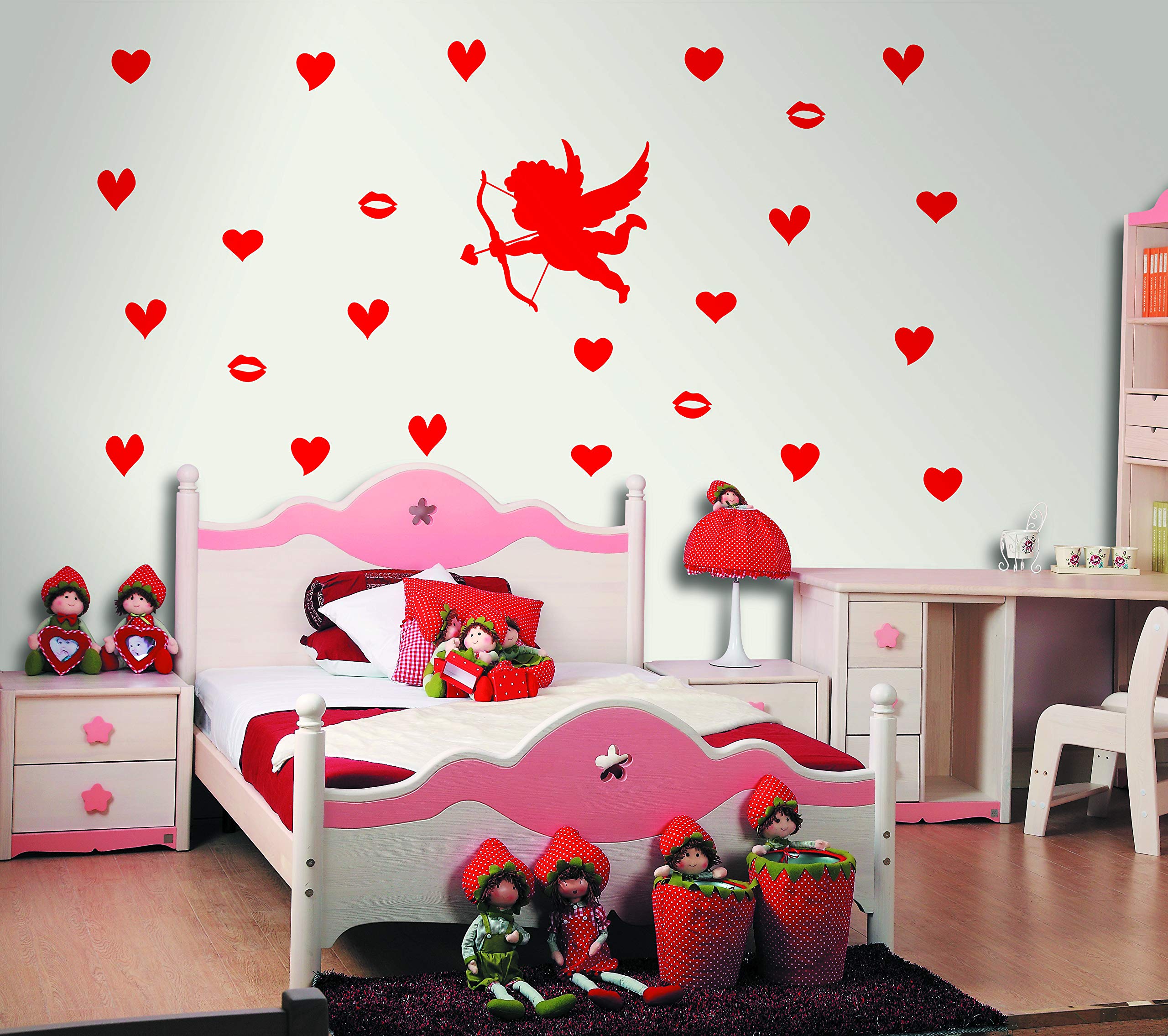 Valentine Day Decor Cupid Angel Wall Decal Love Arrow Decals Heart Wall Decor Love Heart Wall Stickers Family Kids Room Home Wall Window Couple Bedroom Decoration