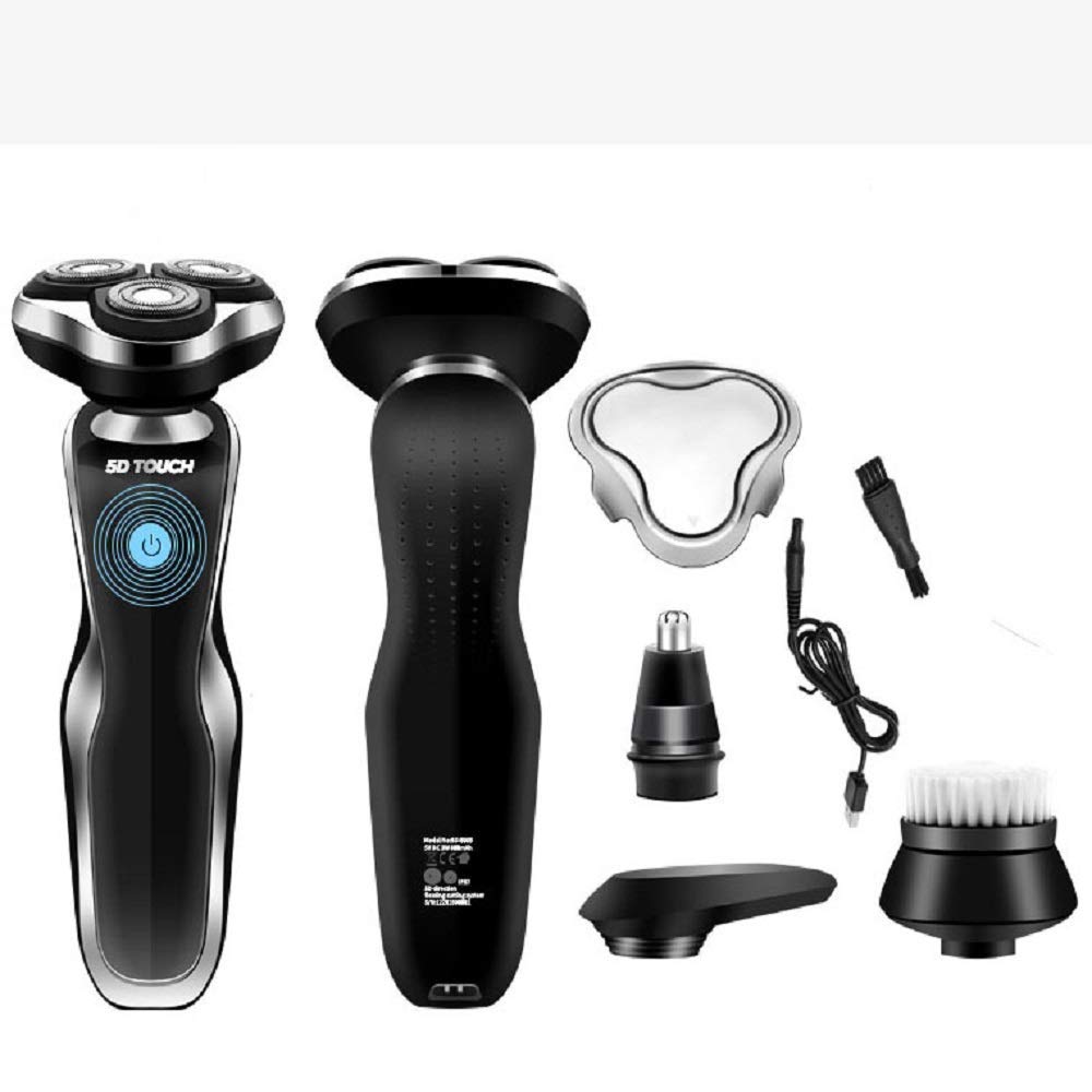 4 in 1 Multifunctional Waterproof Smart Electric Shaver Rechargeable 3D Rotary Shaver Razor Wet & Dry Rotary Shavers for Men Electric Shaving Razors