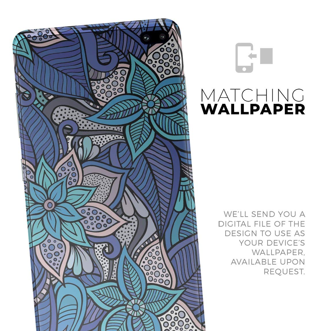 DesignSkinz Floral Blues Protective Vinyl Decal Wrap Skin Cover Compatible with The Samsung Galaxy S20 (Screen Trim & Back Glass Skin)