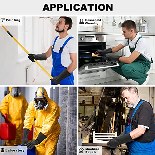 ThxToms Chemical Resist Rubber Gloves,Cleaning Protective Work Heavy Duty Industrial Gloves for Kitchen Cleaning XL,Black,3 Pairs