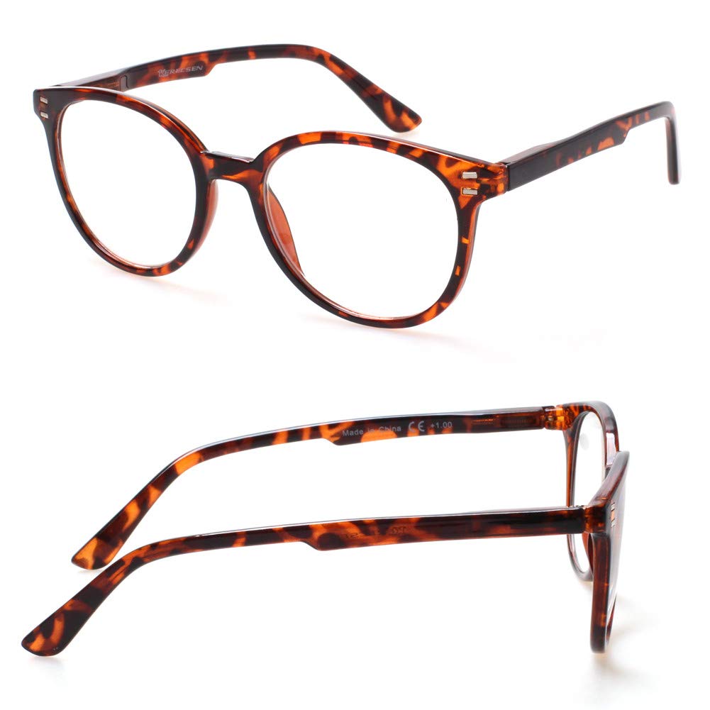 3 Pack Reading Glasses Spring Hinge Stylish Readers Black/Tortoise for Men and Women (3 Mix, 1.75)