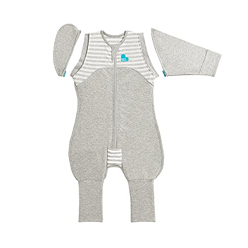 Love to Dream Swaddle UP Transition Suit, Gray, Medium, 13-19 lbs, Patented Zip-Off Wings and Unique Self-Soothing Sleeves, Safely Transition from Swaddled to Arms-Free Before Rolling Over