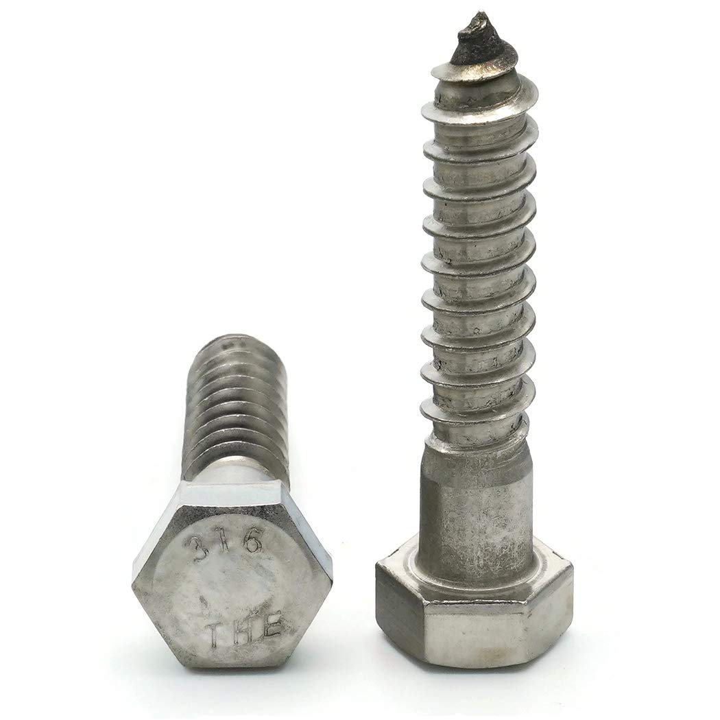 Stainless Steel 316 Lag Screws Hex Head Lag Bolts 1/4" x 3" Qty 25