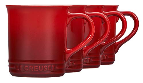 Le Creuset Stoneware Set of 4 Mugs, 14 oz. each, Cerise