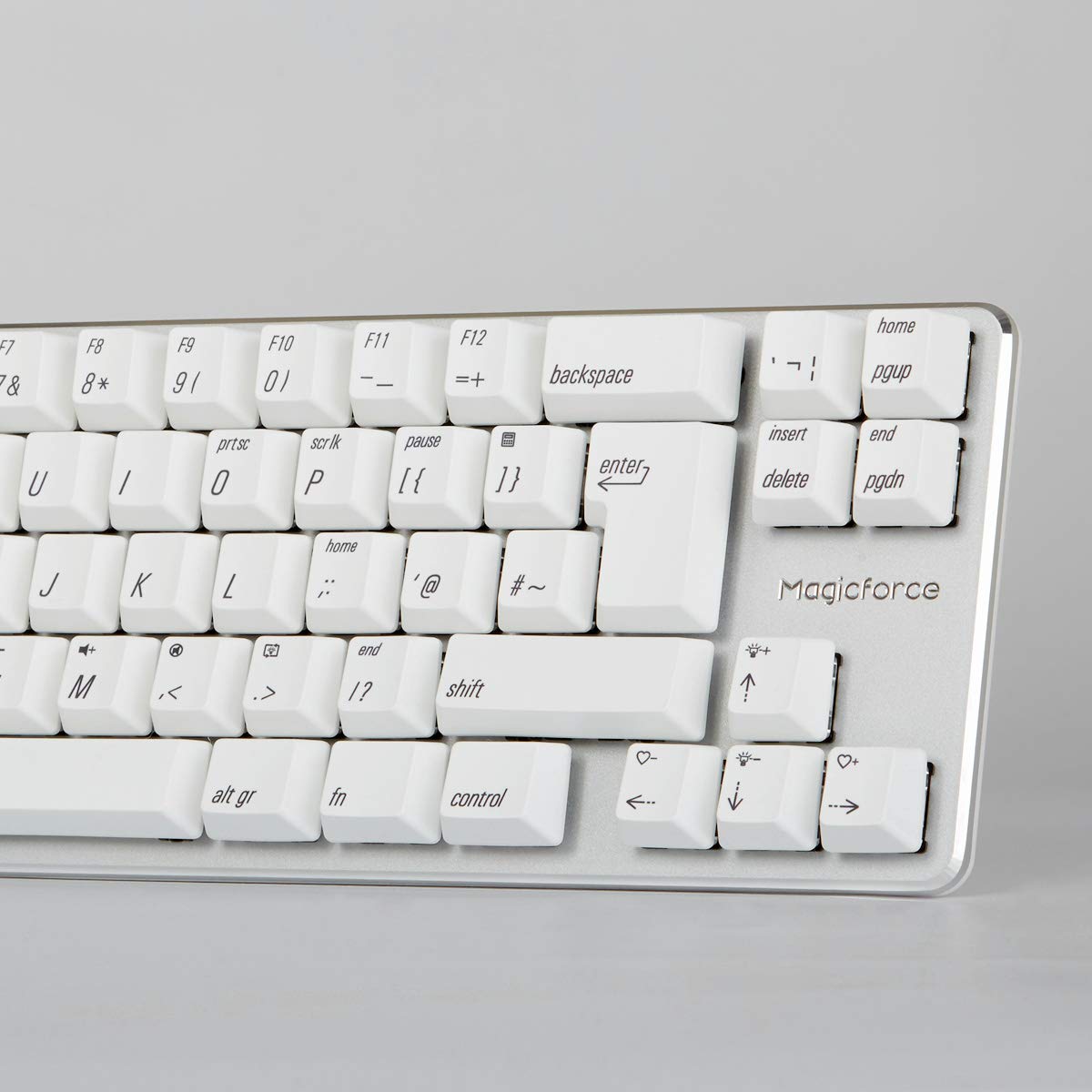 Qisan Mechanical Gaming Keyboard PBT Keycaps Gateron Blue Switch Mini 69 Keys(60%) Wired Keyboard with White Backlit UK QWERTY Layout Gaming Keyboard for Gaming Office