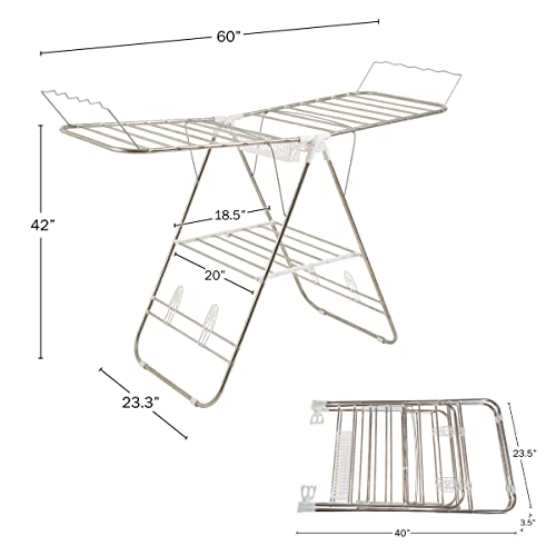 Clothes Drying Rack – Folding Indoor/Outdoor Portable Dryer for Clothing and Towels – Collapsible Laundry Clothes Stand by Everyday Home (Silver)