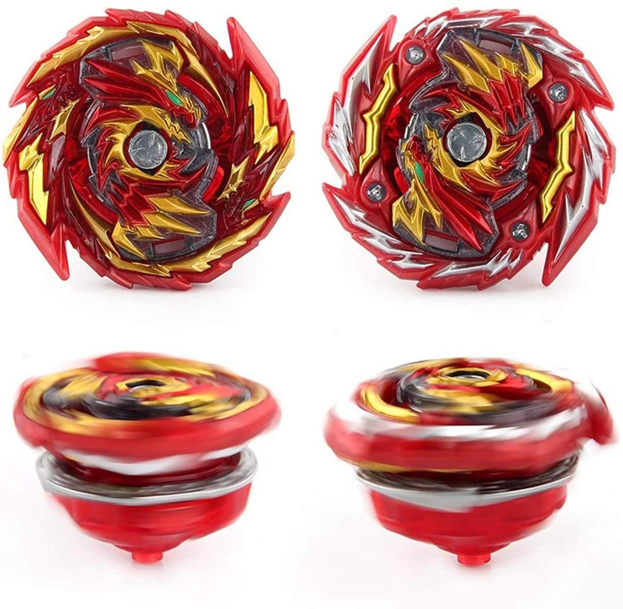 Bey Battle Burst Blade Evolution GT B-155 Booster Master Diabolos.Gn Red Left and Right Launcher Handle Starter Set Gaming Top God Bay Lr Bey Sparking Launcher Battling Tops Spinning Toys