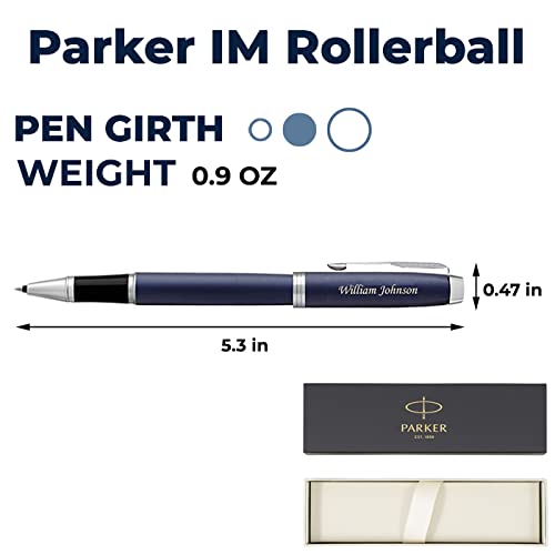 Dayspring Pens Engraved Parker Pen | Personalized PARKER IM Matte Blue Rollerball Gift Pen with Case. Custom Engraved and Shipped in one Business Day Fast.