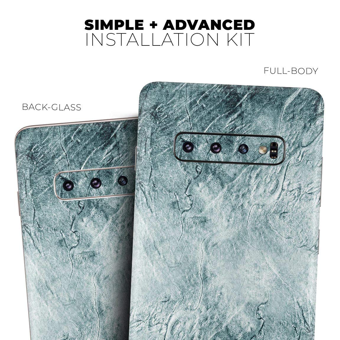DesignSkinz Grungy Teal Wavy Abstract Surface Protective Vinyl Decal Wrap Skin Cover Compatible with The Samsung Galaxy S20 (Screen Trim & Back Glass Skin)