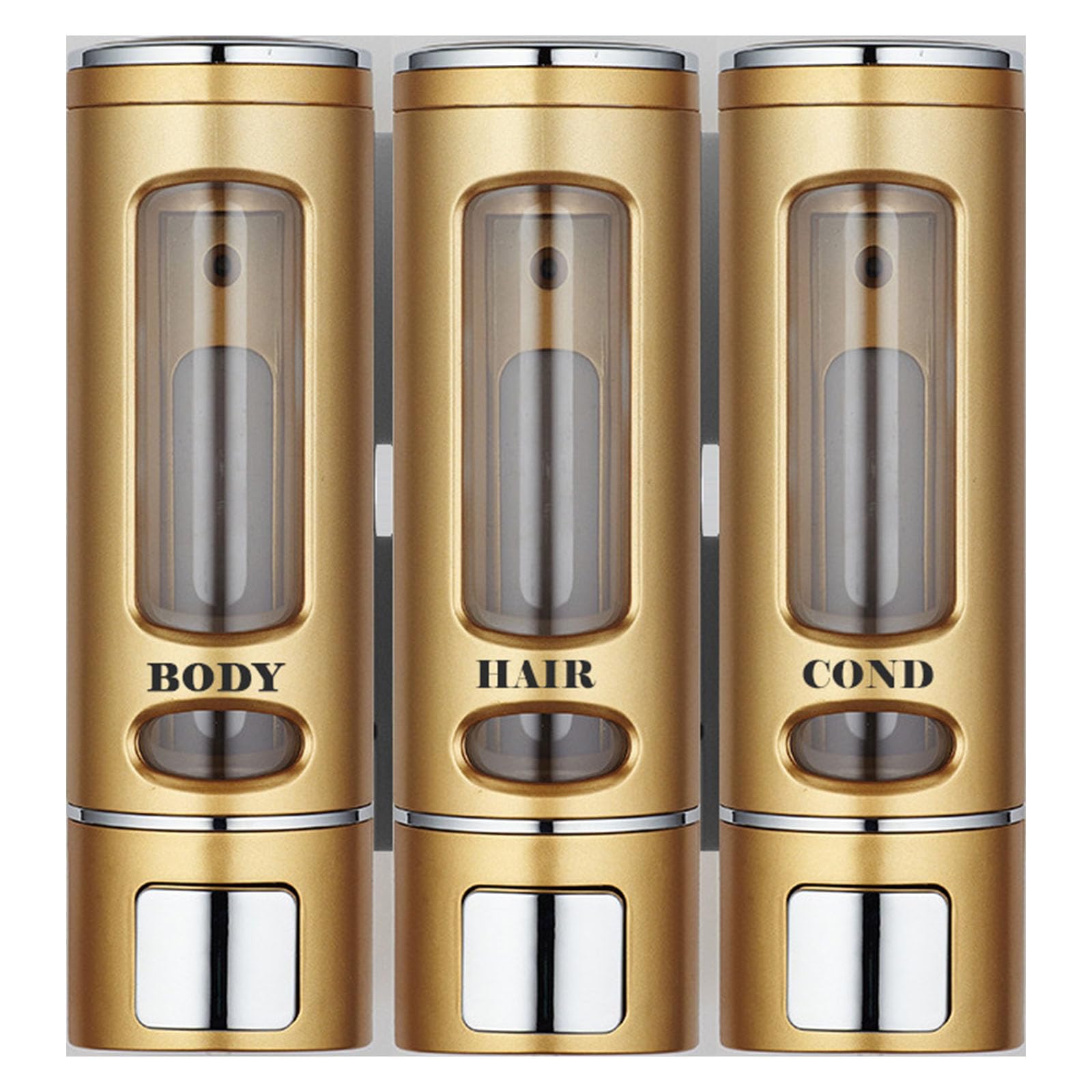 3-in-1 Shower soap Dispenser, Shampoo and Conditioner Dispenser Modern Bathroom Shower Bottles Set for Shampoo Conditioner Body Wash (Gold)