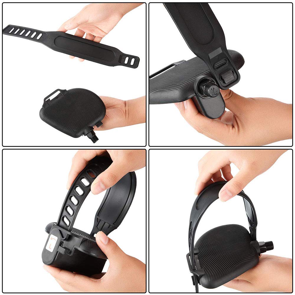 4pcs Exercise Bike Pedal Straps, Heavy Duty Adjustable Length Universal Pedal Strap Fits Most Bike Pedals Exercise Bike Bicycle Cycle for Home or Gym (4pcs)