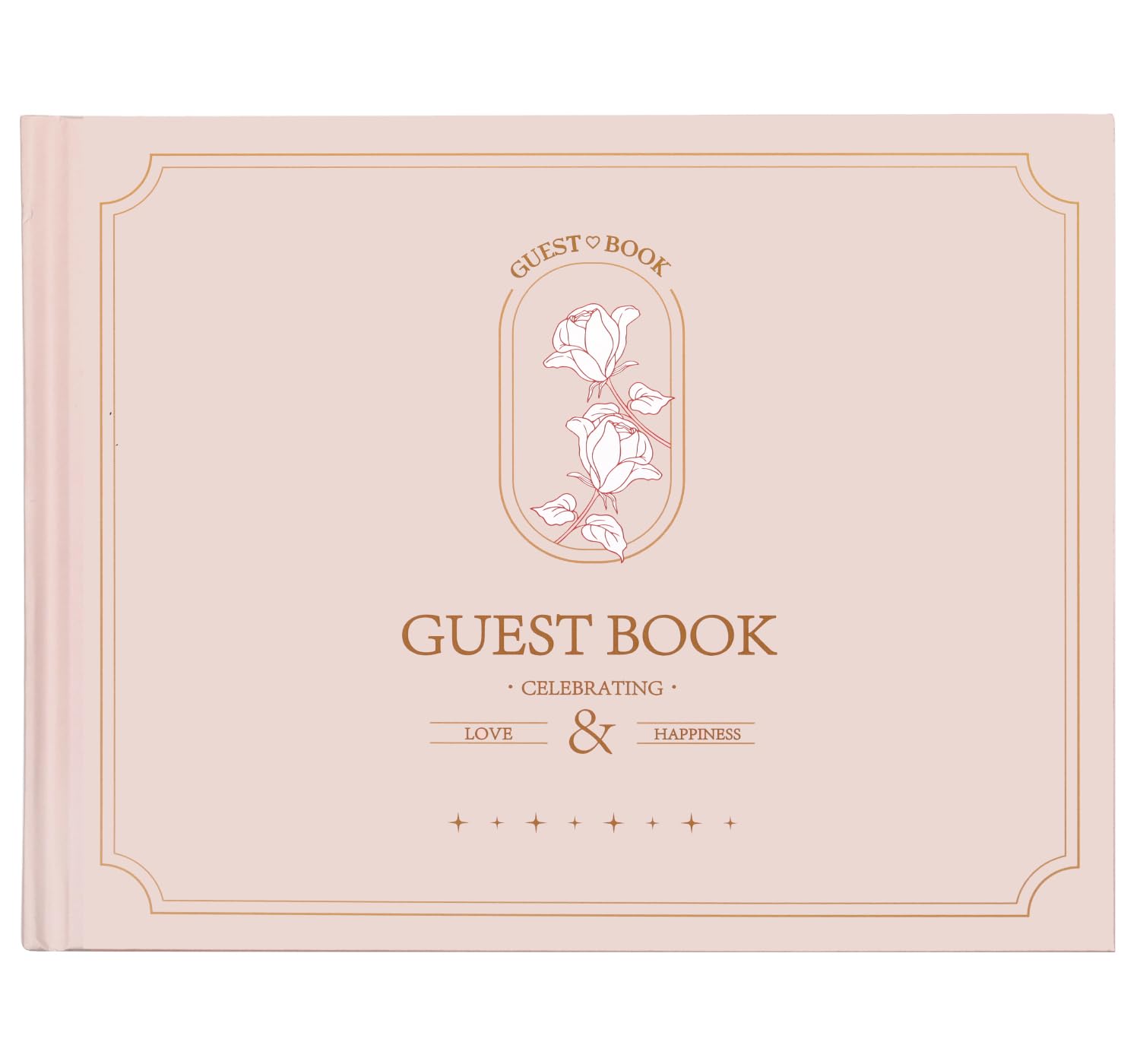 FOUNCY Wedding Guest Book - Elegant Hardcover Guest Book to Sign in & Photos,100 Blank Pages for Wedding Reception, Bridal, Baby Showers and Birthdays - Pink, 9"x7", Ivory Paper