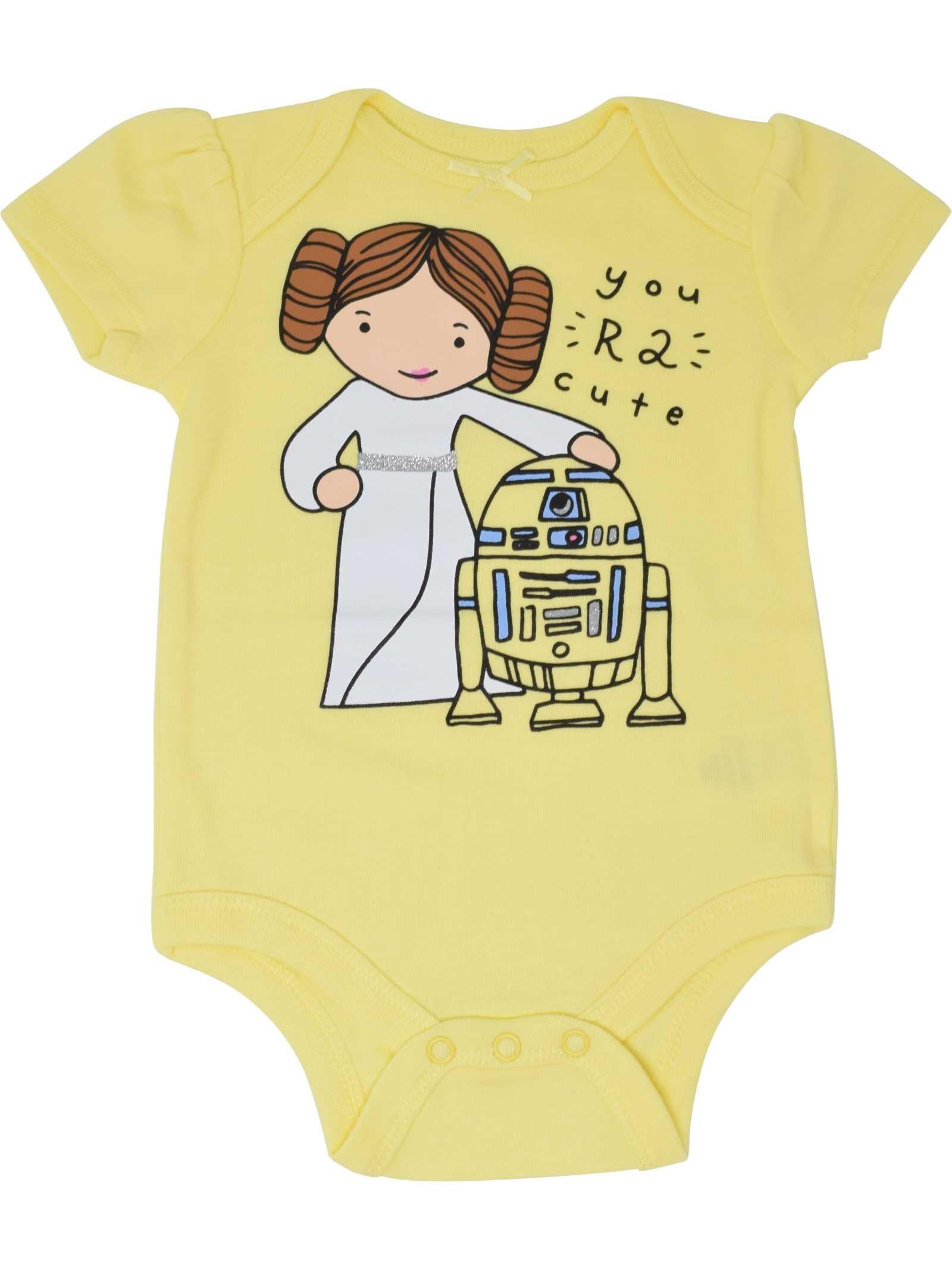 STAR WARS Baby Girls 5 Pack Bodysuits Princess Leia Yoda Chewbacca 3-6 Months