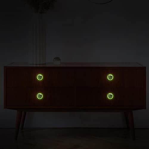 4 Pack Cabinet Knobs Movie Cinema Lapper Board Drawer Knobs Round Glass Knobs Dresser Pulls Hardware Cupboard Wardrobe Handles for Kitchen 35mm, Glowing in The Dark