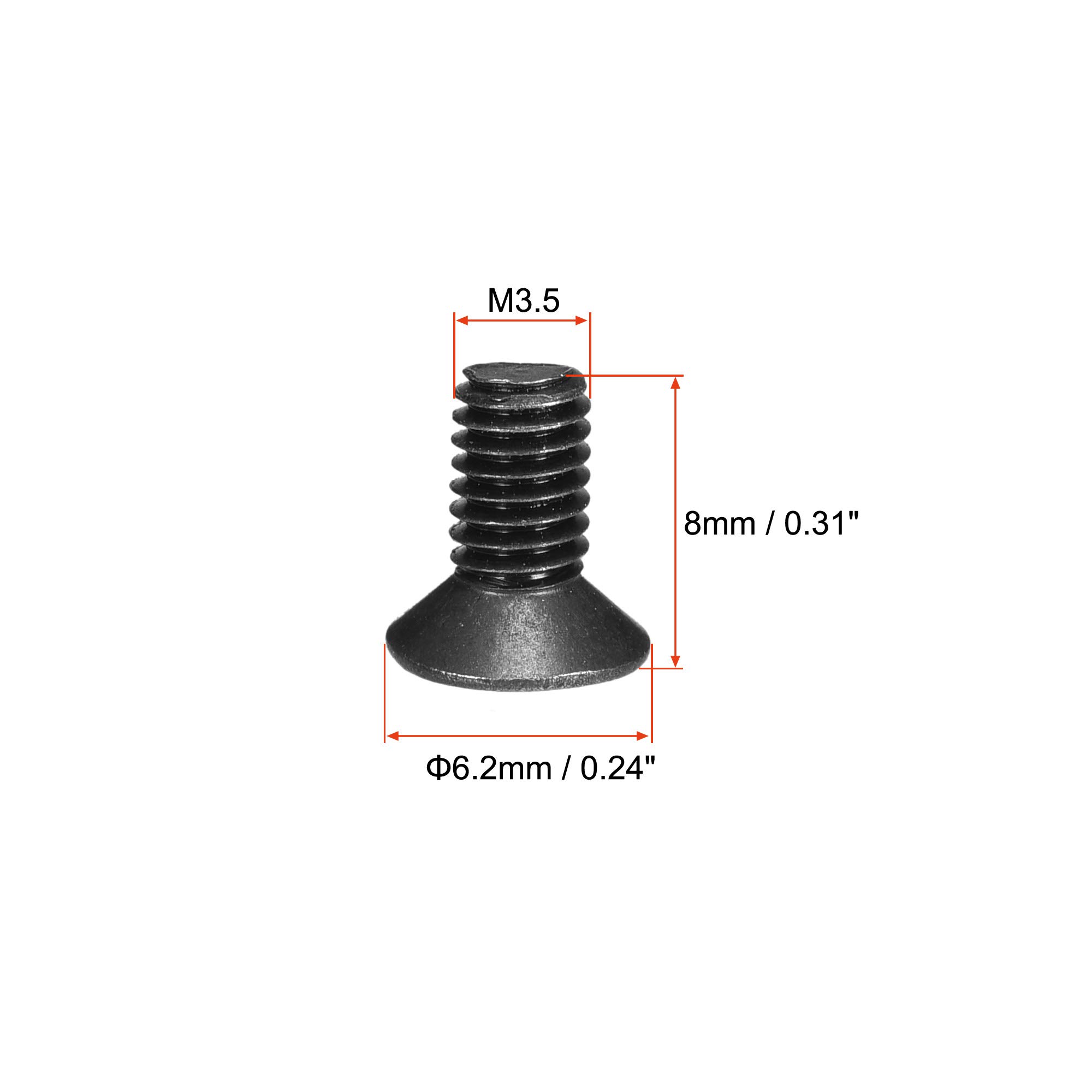 uxcell M3.5 x 8mm Phillips Screw Fastener Black for Laptop PC TV Fan Switch 200pcs