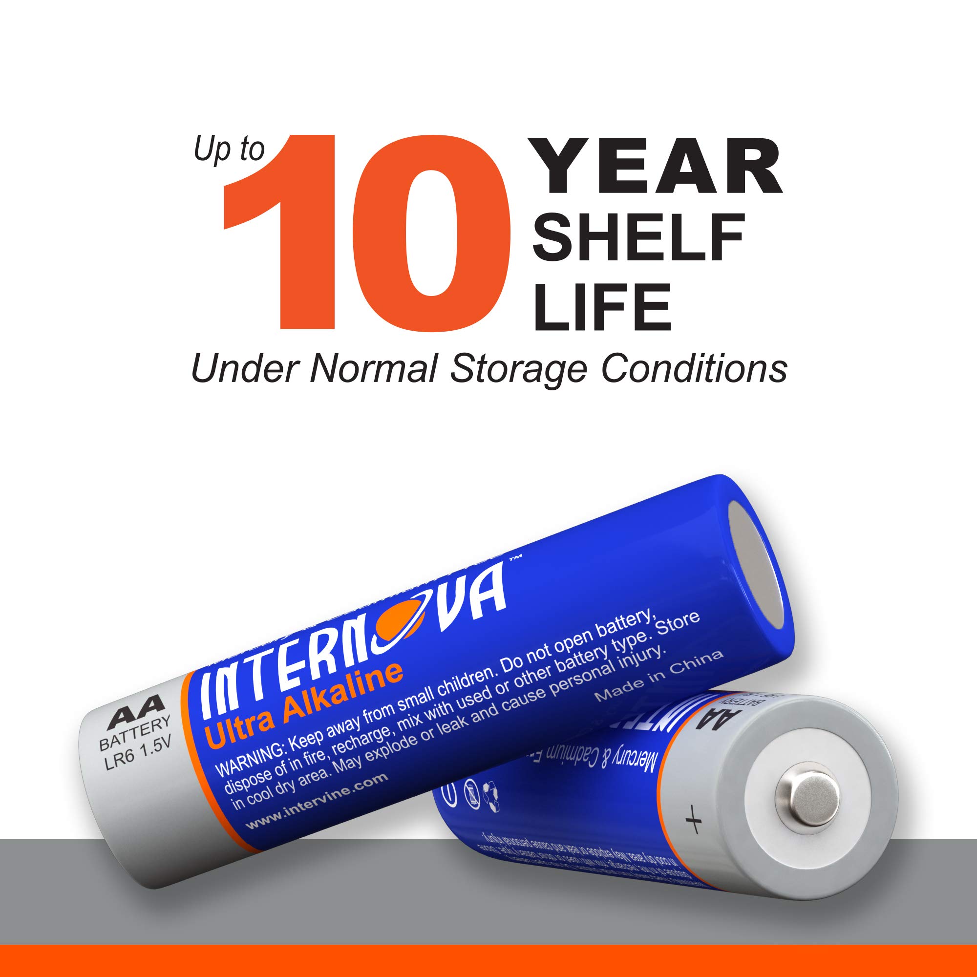 INTERNOVA® AA Batteries 24 Pack+, LR6 1.5V Cell High Performance Alkaline Batteries, Easy to Open Double A 24 Count Pack