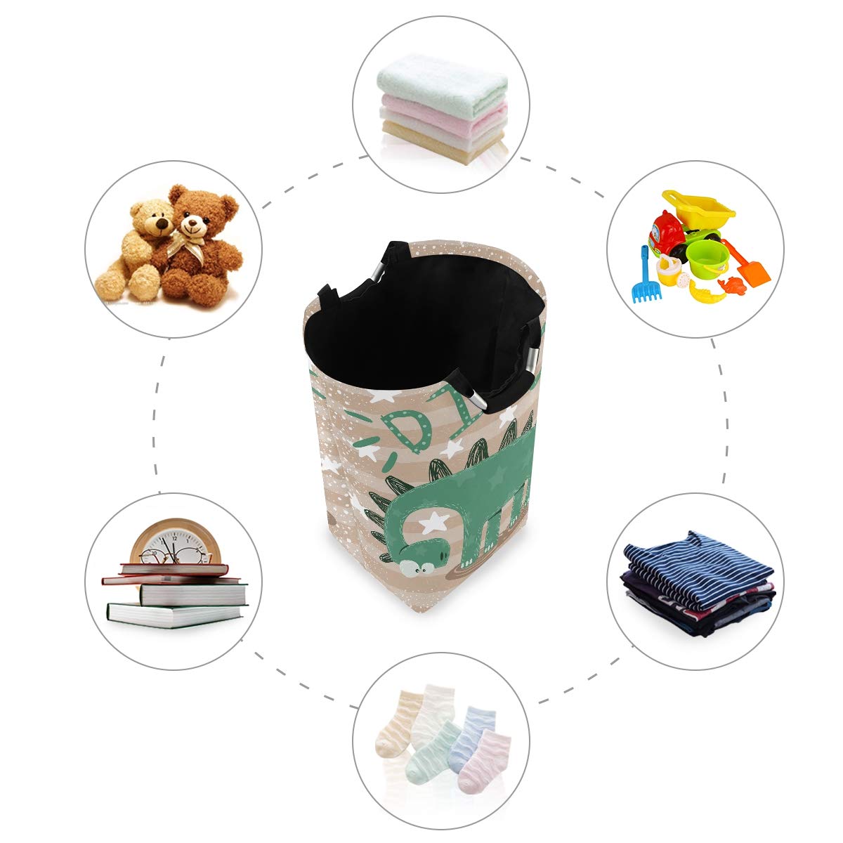 senya Cute Dinosaur Large Storage Basket Collapsible Organizer Bin Laundry Hamper for Nursery Clothes Toys