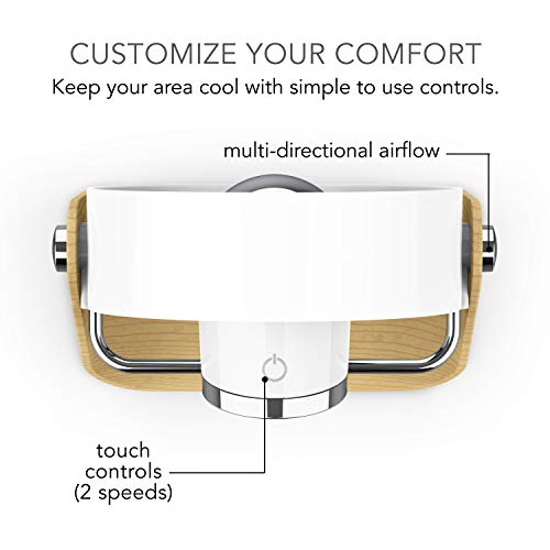 Sharper Image SBS1-SI USB Fan with Soft Blades, 2 Speeds, Touch Control, Quiet Operation, 5V Wall Adapter, 6 ft. Cable, White