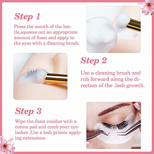 Mererke_Pretty Eyelash Extension Cleanser, Lash Shampoo for Lash Extensions, Lash Cleanser for Extensions, Paraben & Sulfate Free lash shampoo for Salon and Home Use 1.69 fl.oz