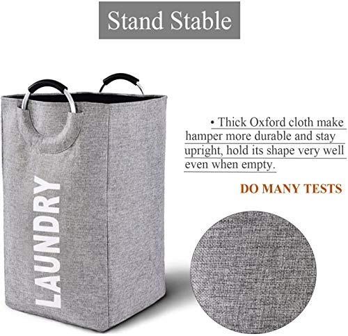 XIGUI Large Collapsible Laundry Hamper Bag with Handles, 13 x11 x 20Inches Foldable Clothes Basket for Washing Storage