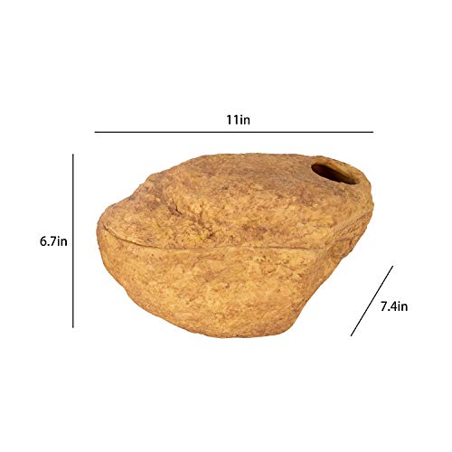 REPTIZOO Reptile Hide Cave, Snake Cave and Hides, 3-in-1 Magnetic Attraction Cave for Snake, Ball Python, Geckos Reptiles (Large Size)