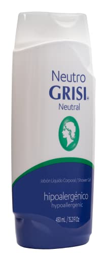 Grisi Neutral Shower Gel, Cleansing Shower Gel, Hypoallergenic, Sensitive Skin, Smother Skin, 2-Pack of 15.2 FL Oz, Bottles.