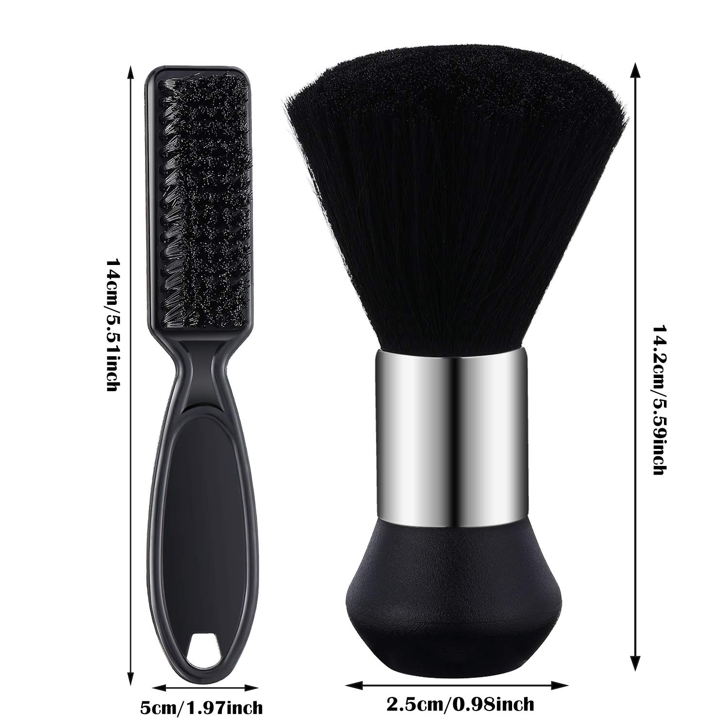 4 Pieces Hairdressing Brush Tools, Includes 2 Pieces Barber Blade Cleaning Brush Clipper Cleaning Nylon Brush and 2 Pieces Neck Duster Brush Hair Sweep Brush for Hair Styling, Black