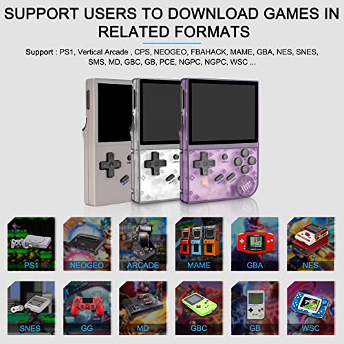 Anbernic RG35XX Handheld Game Console Retro Games Consoles with 3.5 Inch IPS Screen 64G TF Card 5474 Classic Games 2100mAh Battery Support Linux, HDMI and TV Output Purple