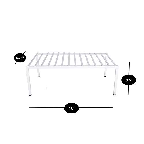 Smart Design Premium Cabinet Storage Shelf - Set of 6 - Large 16 x 8.5 Inch - Steel Metal Frame - Rust Resistant Coating - Counter, Pantry, Shelf Organization - Kitchen - White