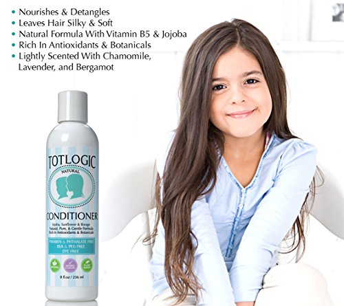 TotLogic Sulfate Free Hair and Scalp Care Set - Shampoo, Conditioner, & Detangling Spray - Gentle, Safe, Made with Natural Essential Oils and Botanicals