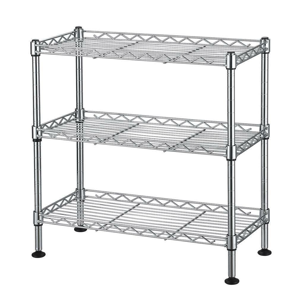 3 Tier Wire Shelving Rack Shelf Adjustable Commercial Garage Kitchen Storage