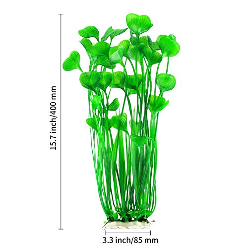 MyLifeUNIT Plastic Fish Tank Plants, 2 Pack Artificial Tall Aquarium Plants for Fish Tank Decor, 15.75 Inches (Green)