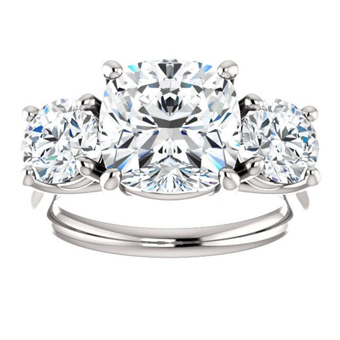 3.50 TCW Cushion Colorless Moissanite Engagement Ring 925 Sterling Silver,10K/14K/18K,Solid Gold Wedding Band Eternity Solitaire Ring Halo,Vintage,Antique,Anniversary,Promise,Gift (Cubic-Zirconia)