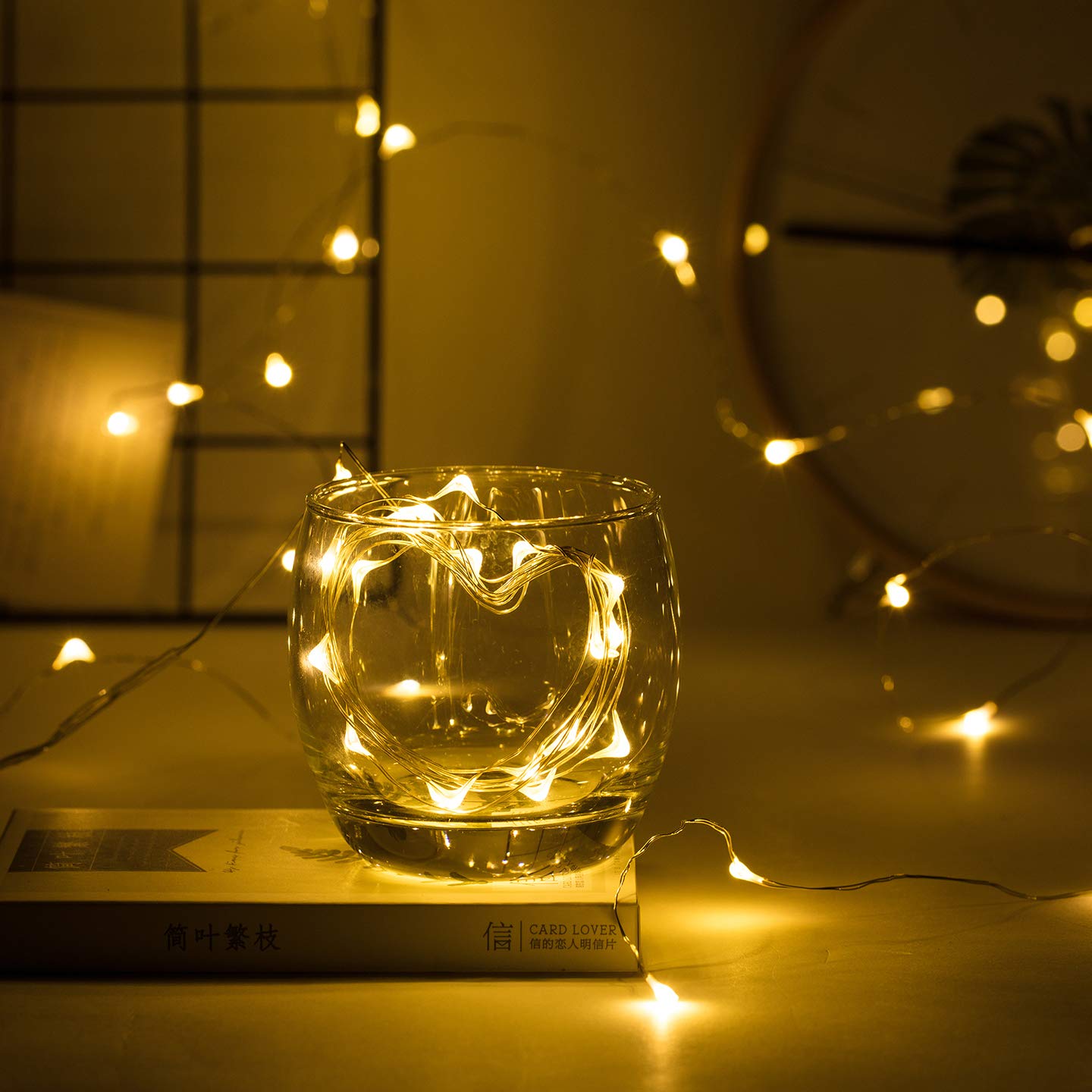 4 Pack 50 Led Fairy Lights Battery Operated with 8 Modes Remote Control Timer 16.5 Feet Waterproof Copper Wire Twinkle String Lights for Home Indoor outdoor Decor (Warm White)