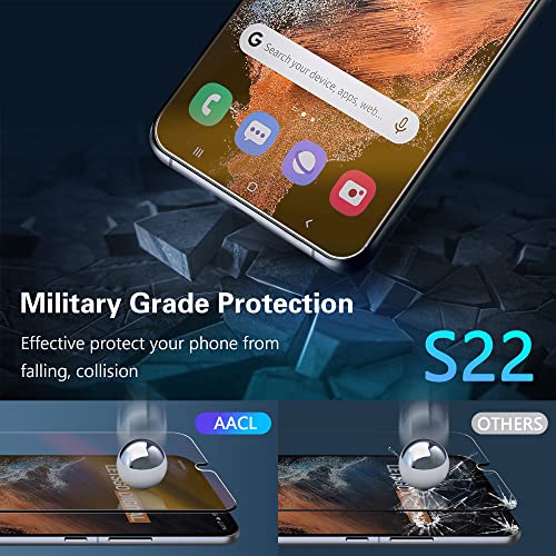 AACL [Fingerprint Compatible][2+2][2- Pack] Tempered Glass for Samsung Galaxy S22 5G Screen Protector+[2- Pack] Camera Lens Protector for Samsung Galaxy S22, [Easy Installation with Alignment]