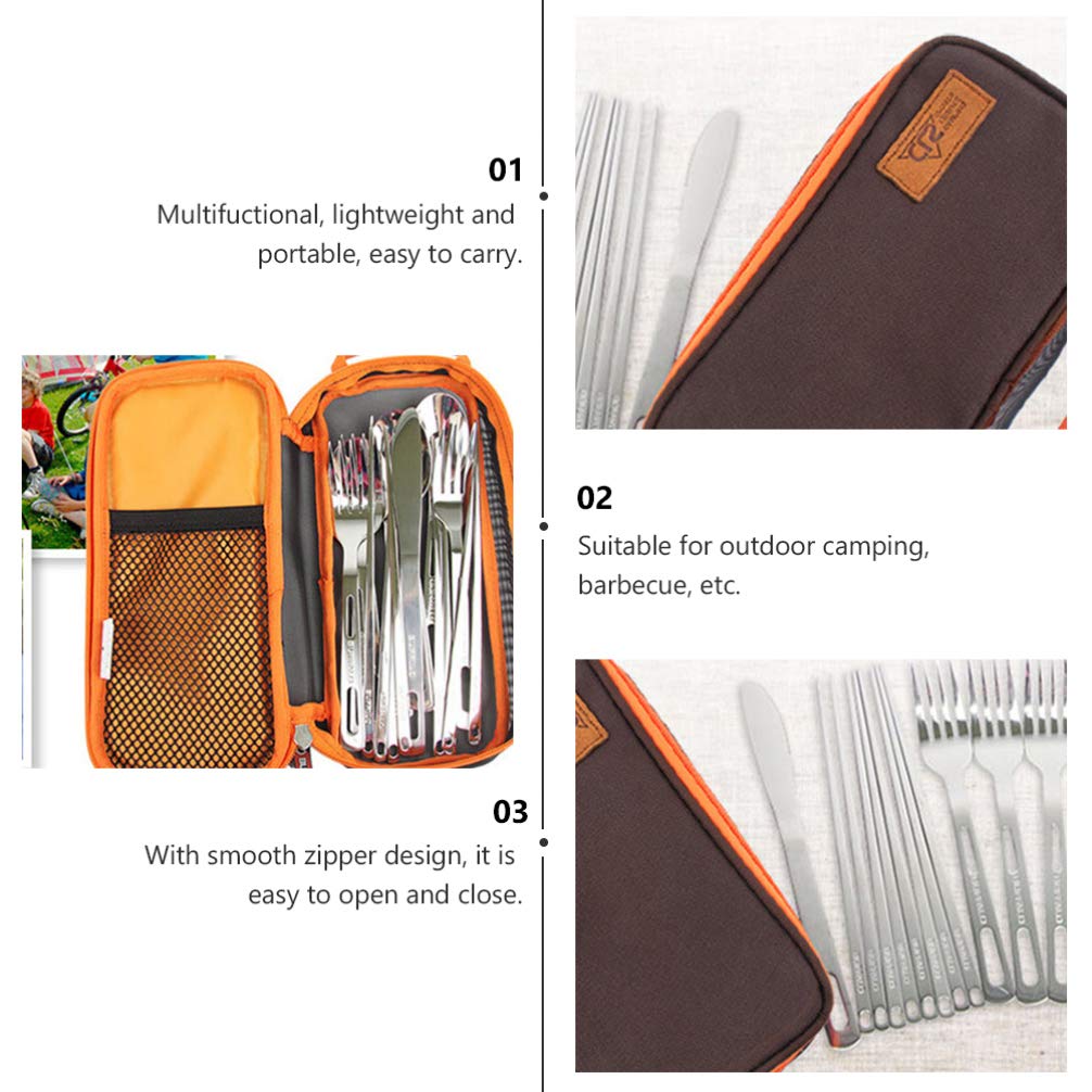 YARNOW Flatware Tableware Bag Barbecue Cookware Drain Pouch Cutlery Utensil Drain Storage Organizer for Outdoor Travel Picnic Camping
