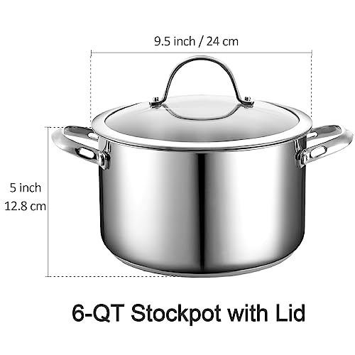 Cooks Standard 6-Quart Stainless Steel Stockpot with Lid