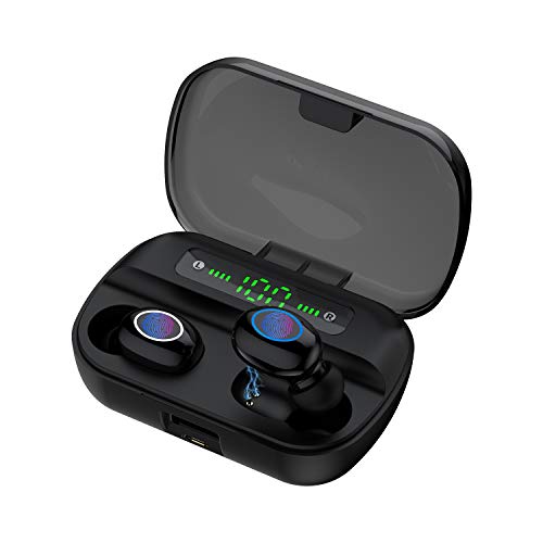 Wireless Earbuds Bluetooth Headset with Microphone Sports Headset Touch TWS Stereo Headset in-Ear Bluetooth 50H Playtime Charging Box, Sports, Exercise, Easy Pairing, Mobile Power(Q67)