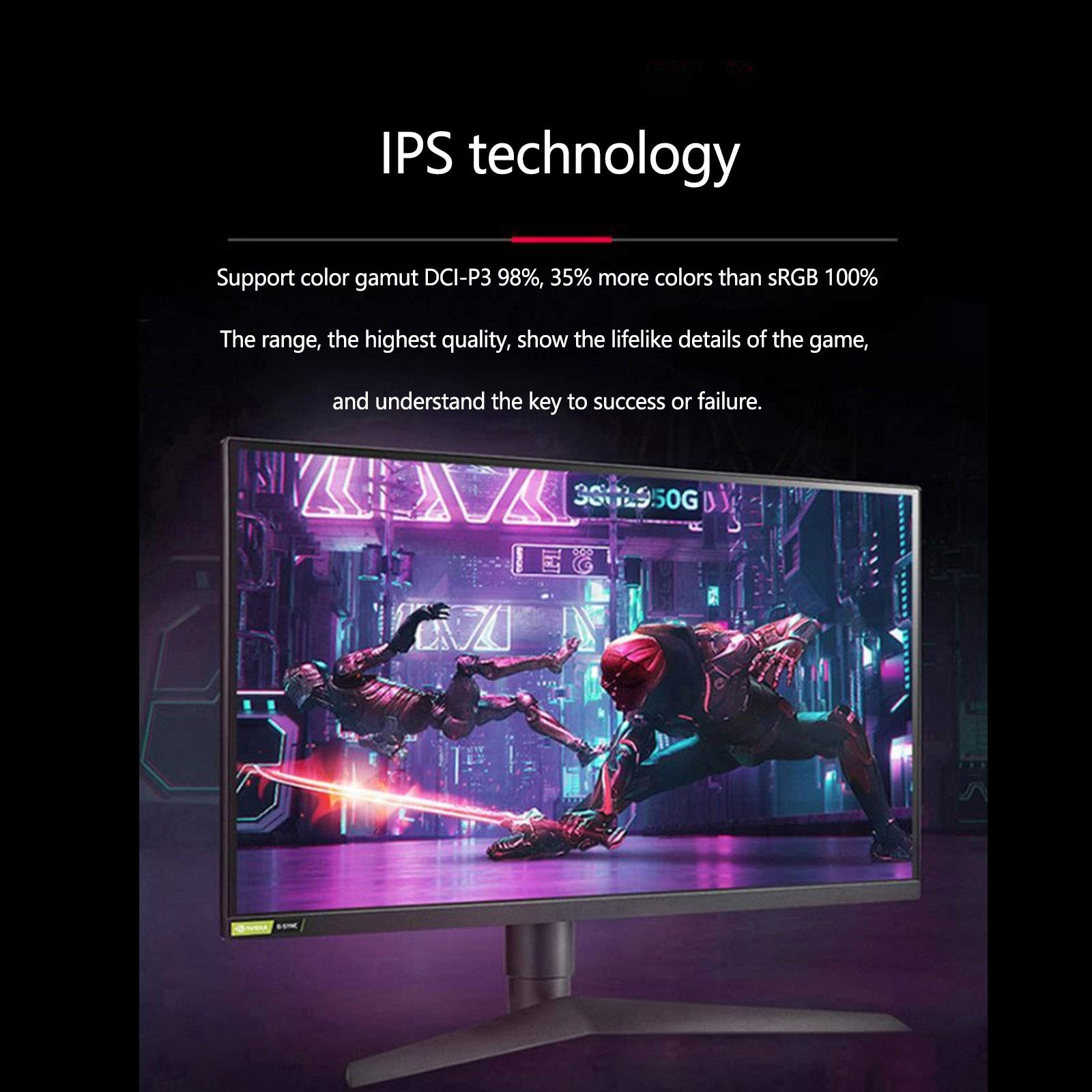 LIQIANG 2K Computer Monitor, Game Monitor, 2560 * 1440 Resolution, 16:9, HDMI Interface, DP, Audio Interface, 1 (ms) Fast Response, 144Hz, Support Wall Mount